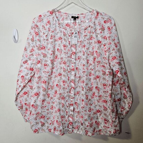 Talbots | Tops | Talbots Floralcottagecore Button Up Ruffle Shirt Nwt ...
